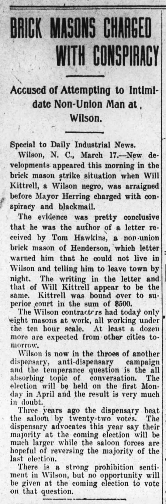 The brickmasons’ strike(s). | Black Wide-Awake