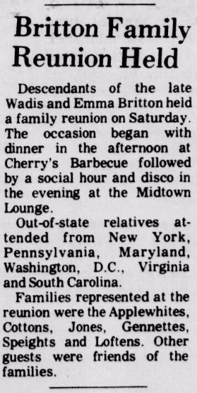 South Carolina roots: the Britton family reunion. | Black Wide-Awake