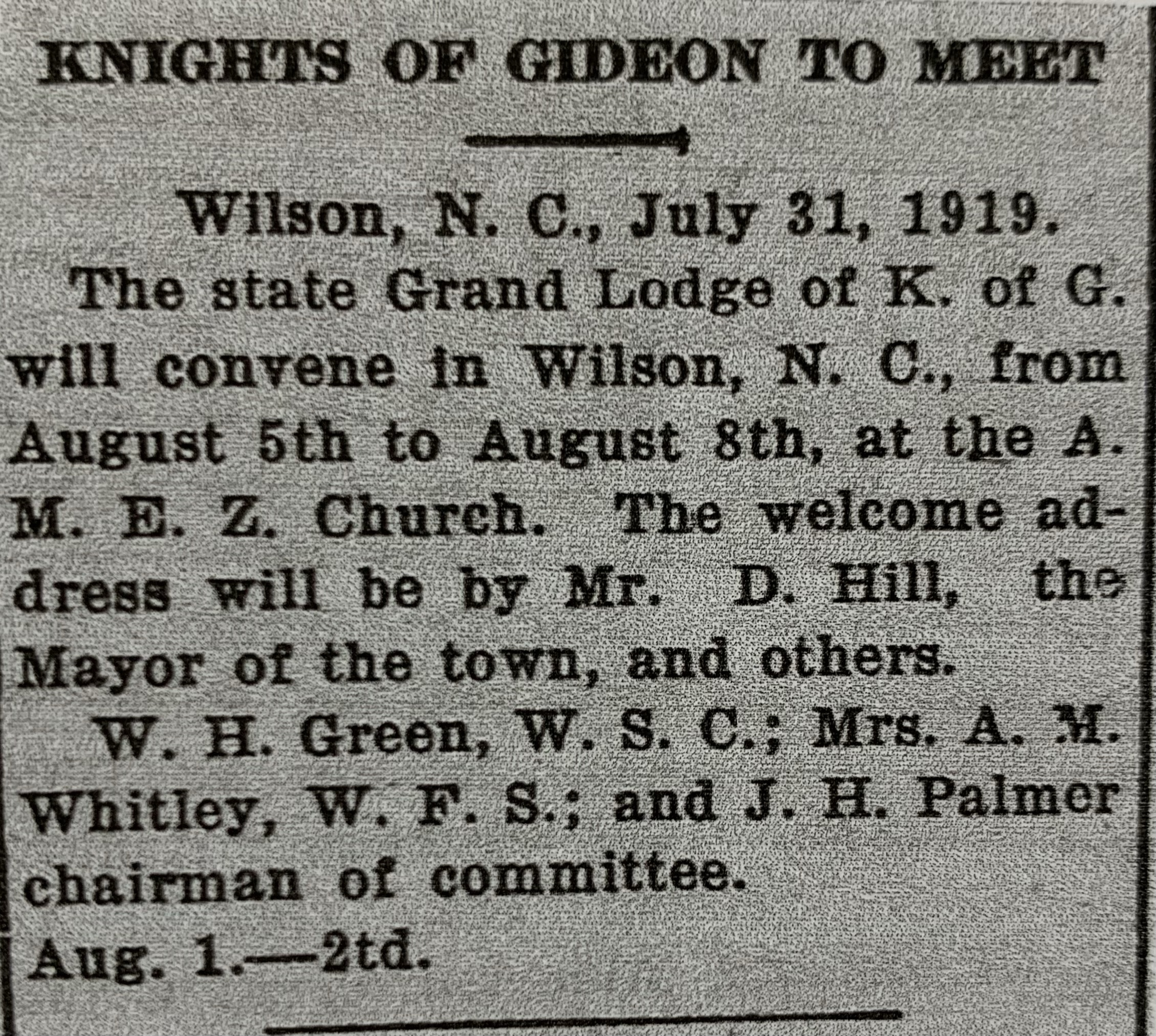 The Knights of Gideon meet. | Black Wide-Awake