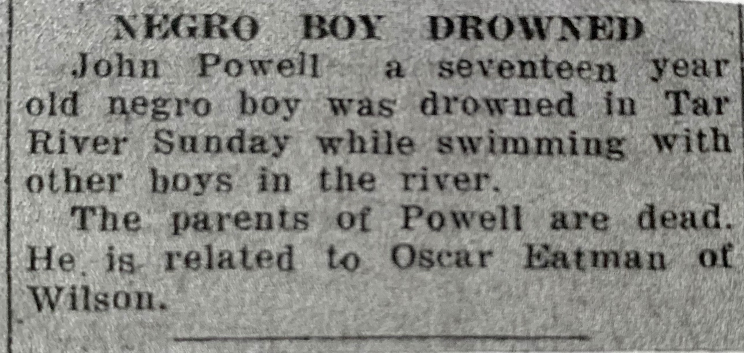 John Powell drowns. | Black Wide-Awake