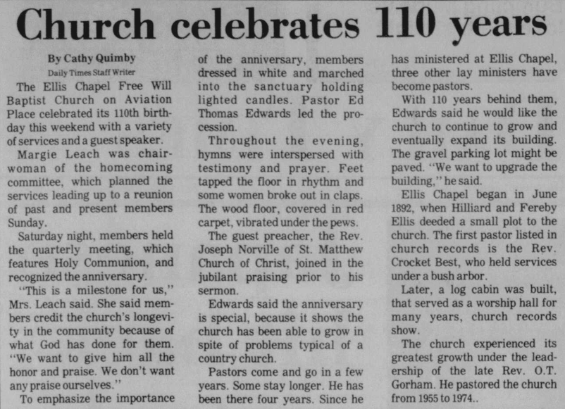 Ellis Chapel celebrates 110 years. | Black Wide-Awake