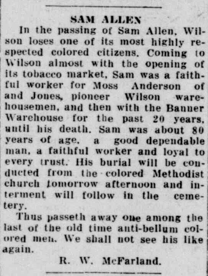 The death of Sam Allen. | Black Wide-Awake