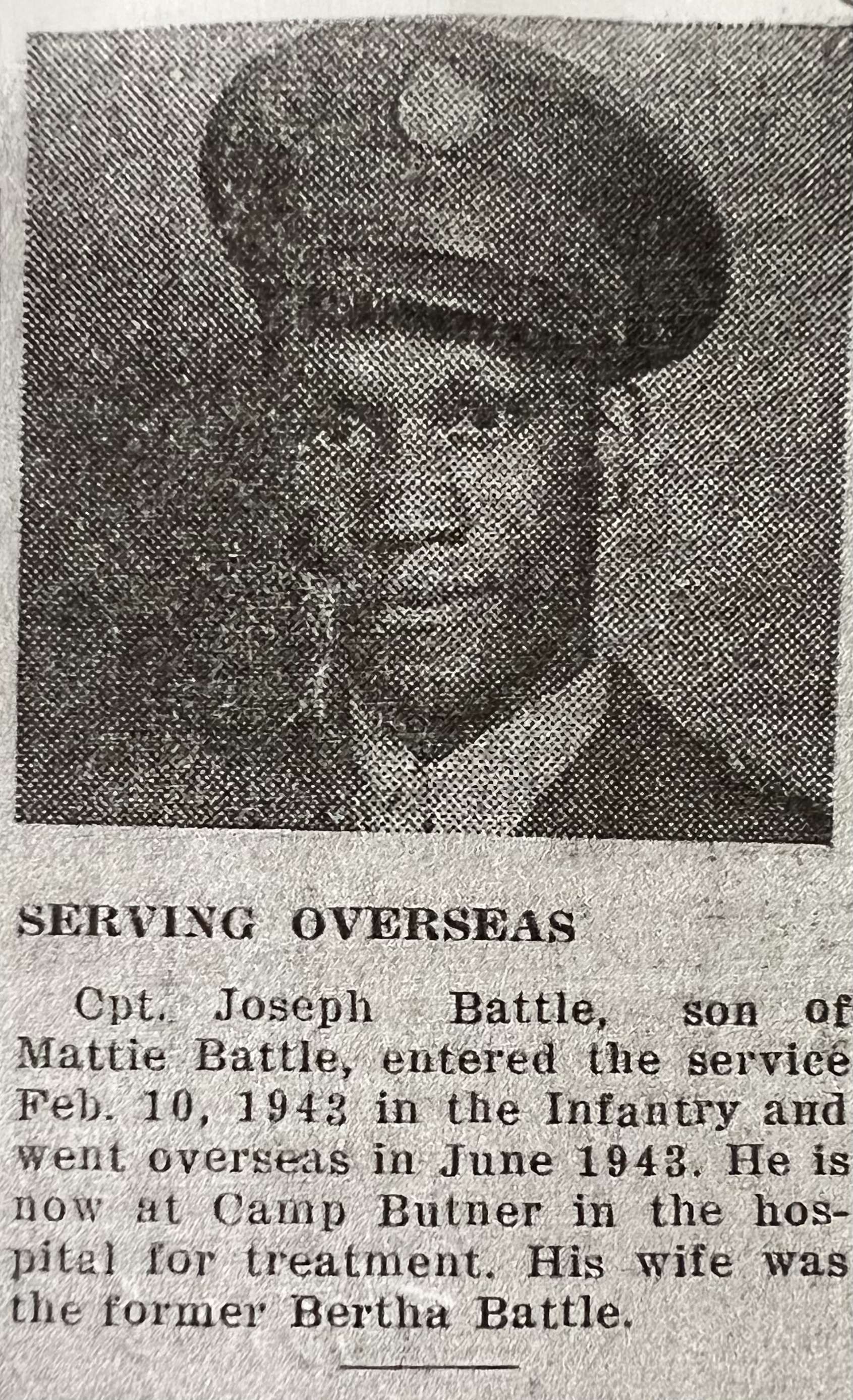 Cpt. Joseph Battle served overseas. | Black Wide-Awake