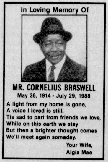 In loving memory of Cornelius Braswell. | Black Wide-Awake