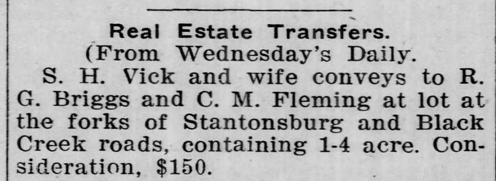 Vicks sell a quarter-acre lot. | Black Wide-Awake