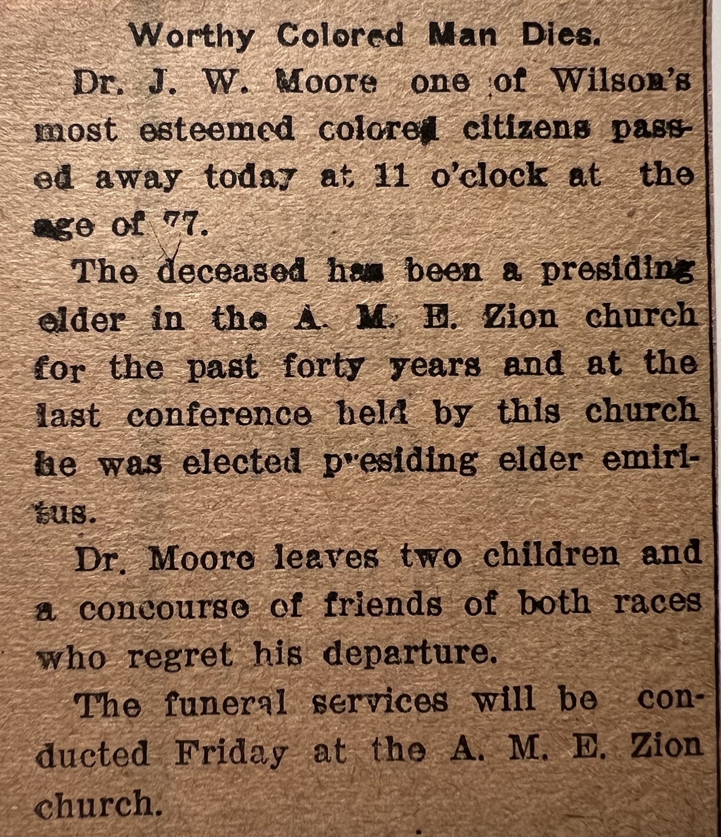 Presiding elder emeritus passes. | Black Wide-Awake