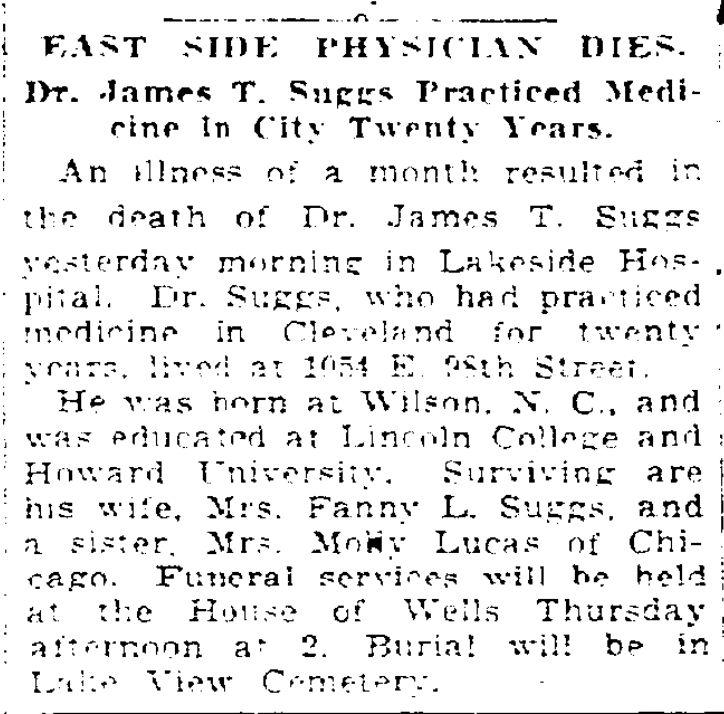 Cleveland physician Dr. James R. Suggs dies. | Black Wide-Awake