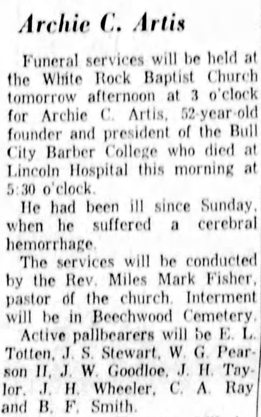 The obituary of Archie Charles Artis of Durham, North Carolina. | Black ...