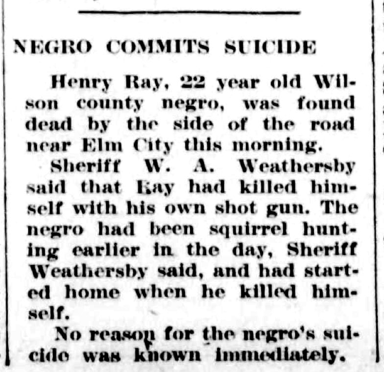 The death of Henry Ray. | Black Wide-Awake