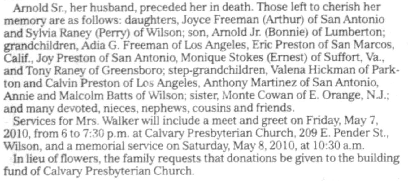 In memoriam: Doris Vick Walker, age 98. | Black Wide-Awake