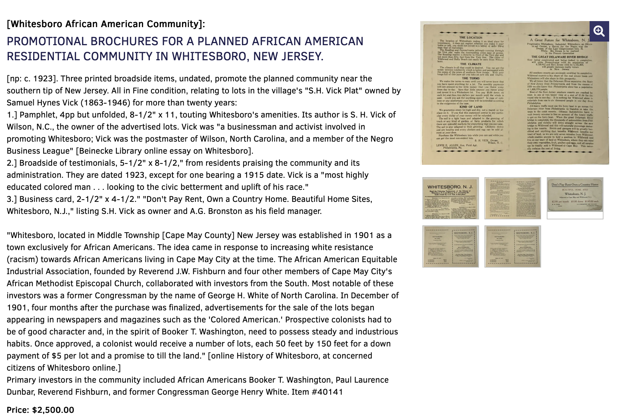 Brochures for a planned African American community. | Black Wide-Awake