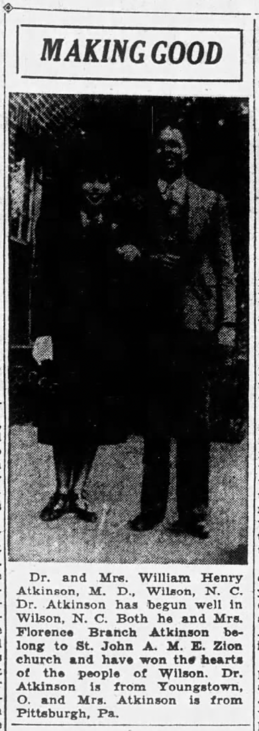 Dr. and Mrs. Atkinson have begun well. | Black Wide-Awake