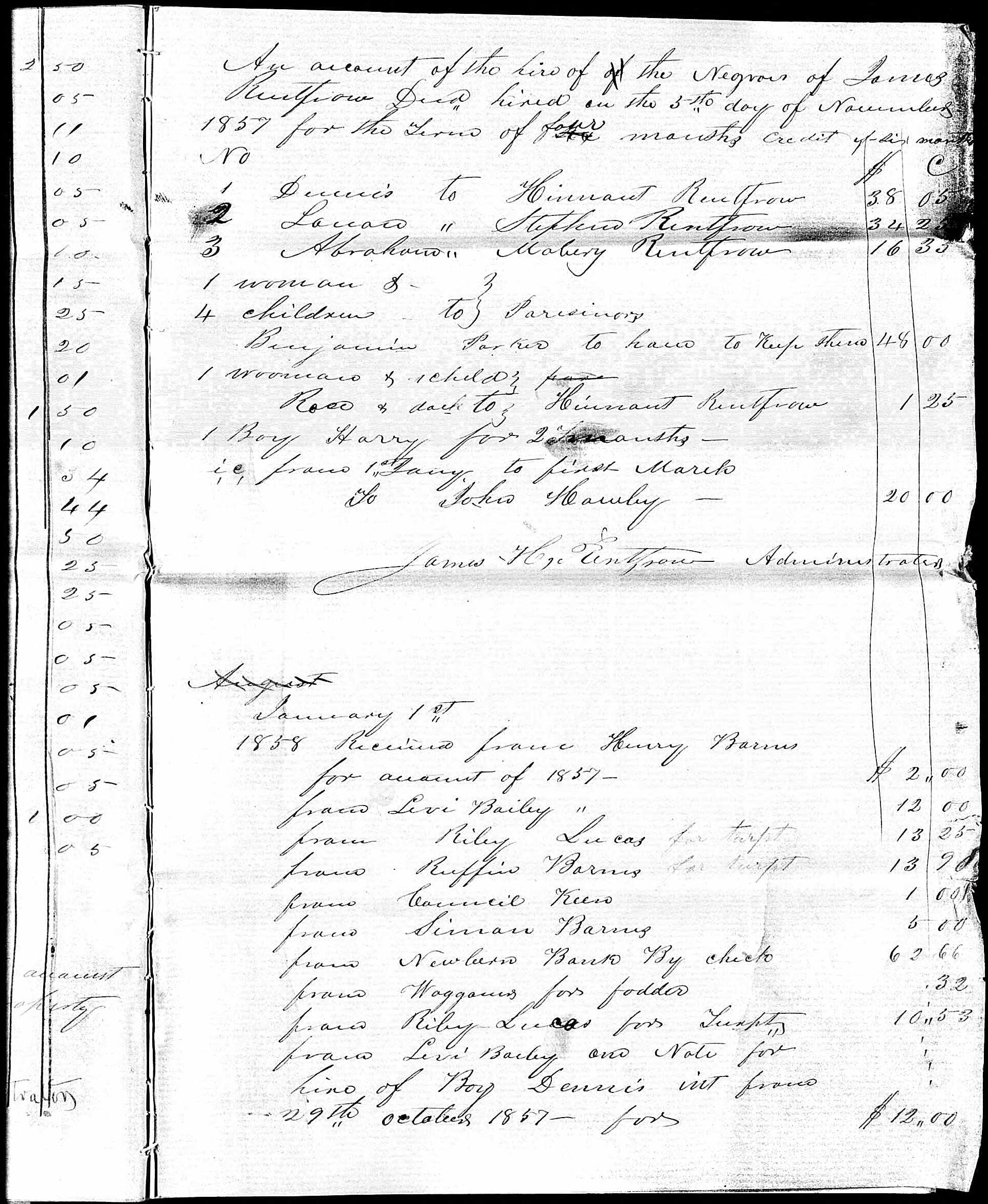 The estate of James Rentfrow (1856). | Black Wide-Awake